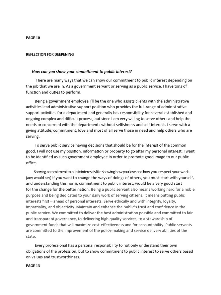Commitment to Public Service Ethics | PDF | Simple Living | Employment