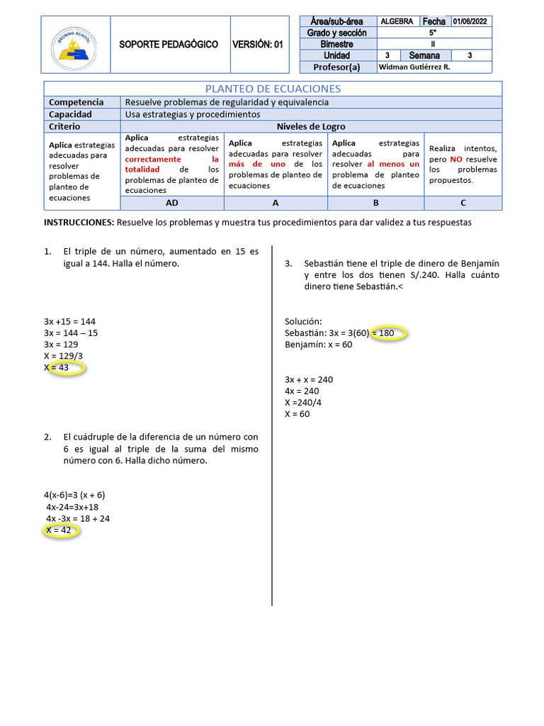 Algebra tarea 2 | PDF | Ecuaciones | Matemáticas