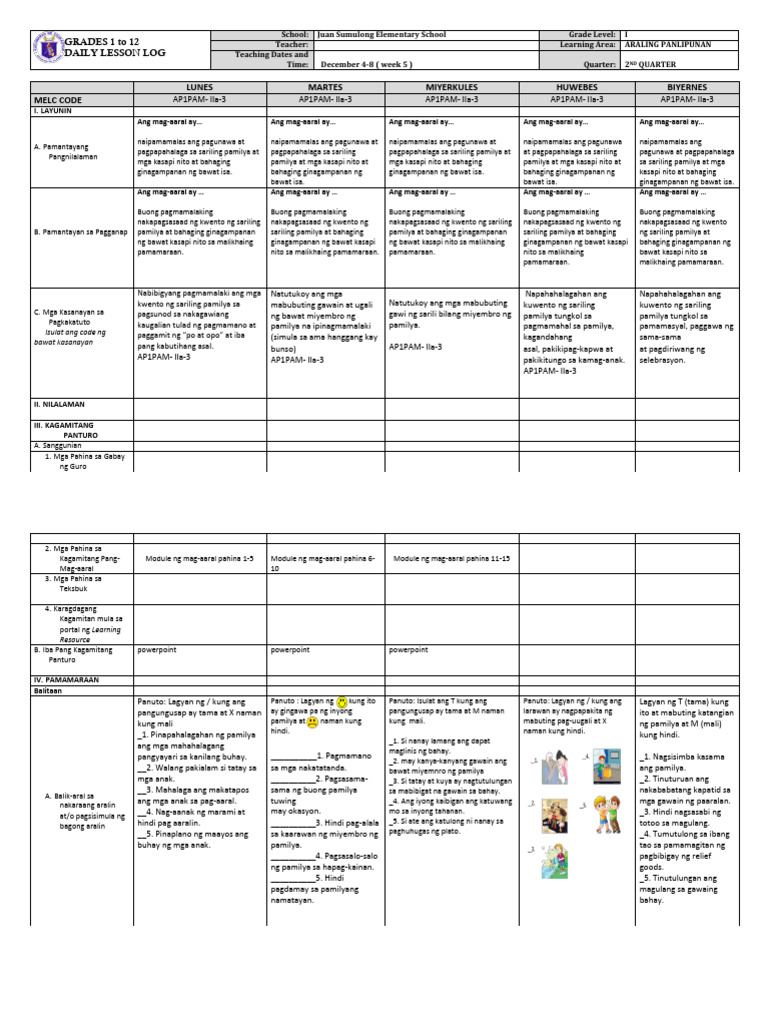 DLL Ap1 Q2-Week-5 | PDF
