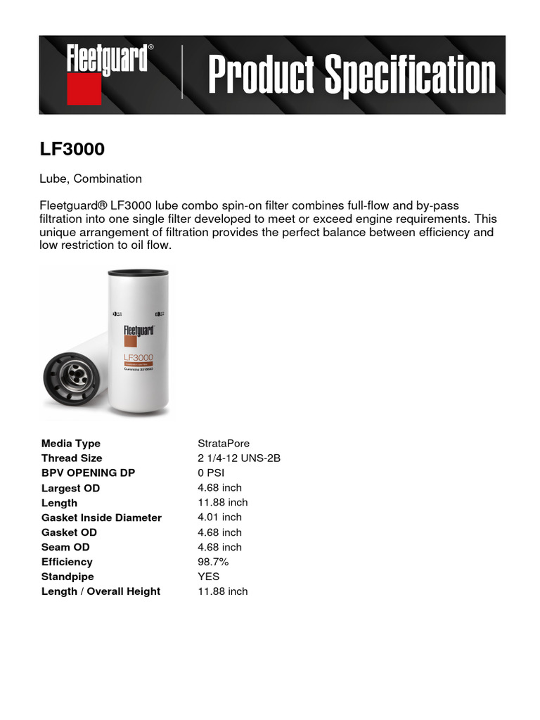Product Specification - LF3000 | PDF