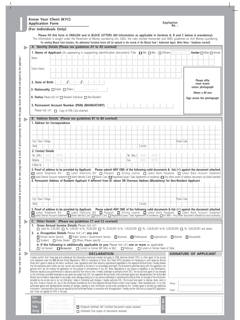 KYC Form Ind | Identity Document | Government