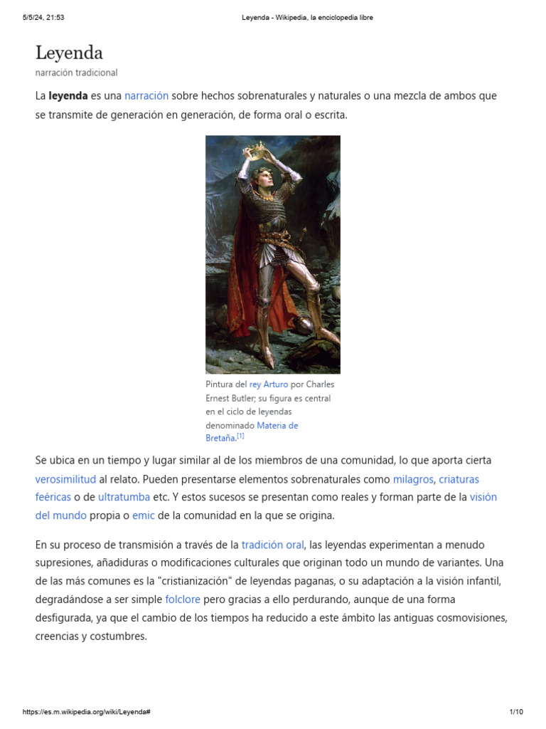 Leyenda - Wikipedia, La Enciclopedia Libre | PDF | Leyendas | Tradición ...