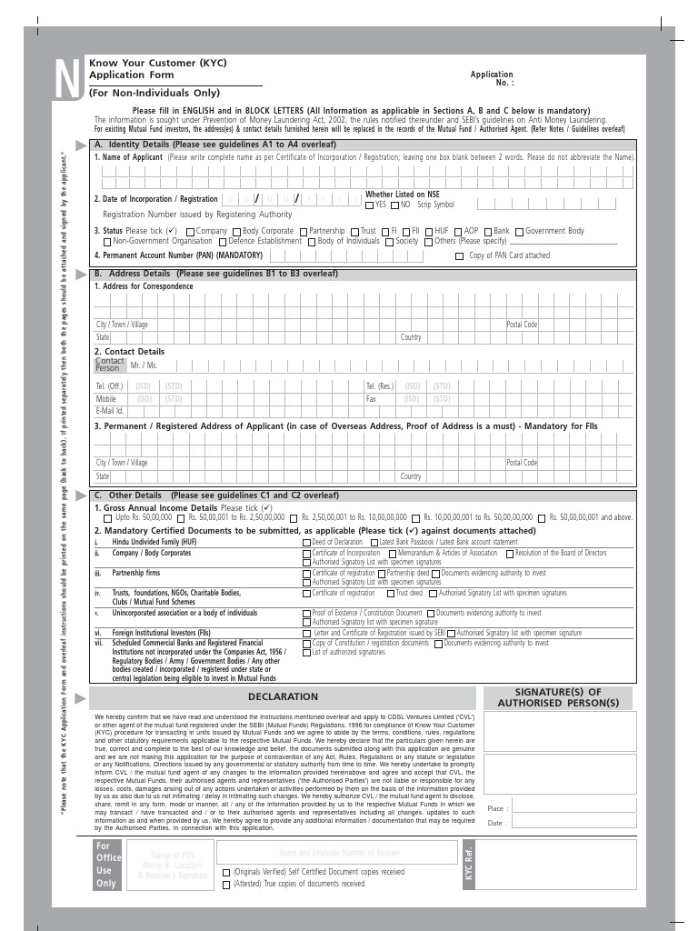 KYC Non Individual | PDF | Mutual Funds | Government KYC Non Individual | PDF | Mutual Funds | Government