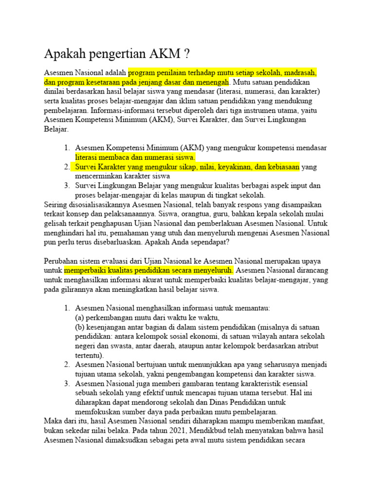 Apakah Pengertian AKM | PDF