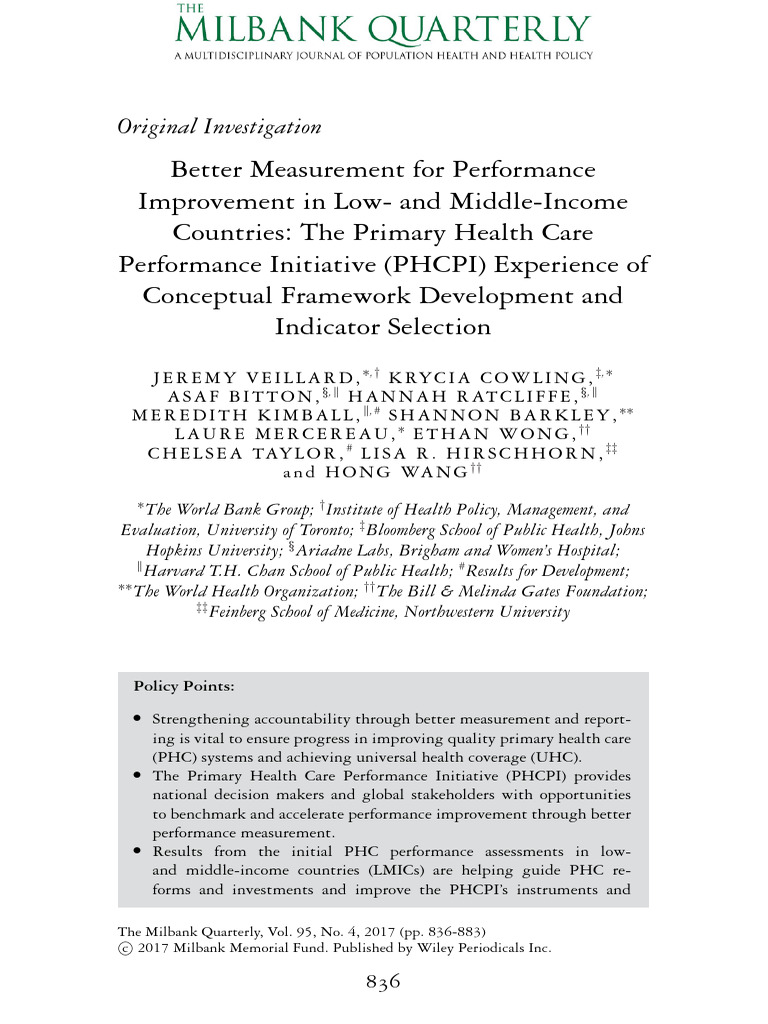 PHC Performance Initiative in LMICs | PDF | System | Health System