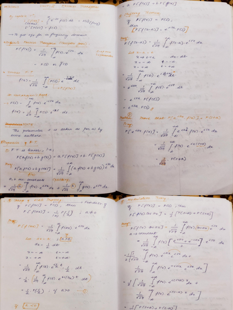 Fourier Transform - Thulasi Notes(1) | PDF Fourier Transform - Thulasi Notes(1) | PDF