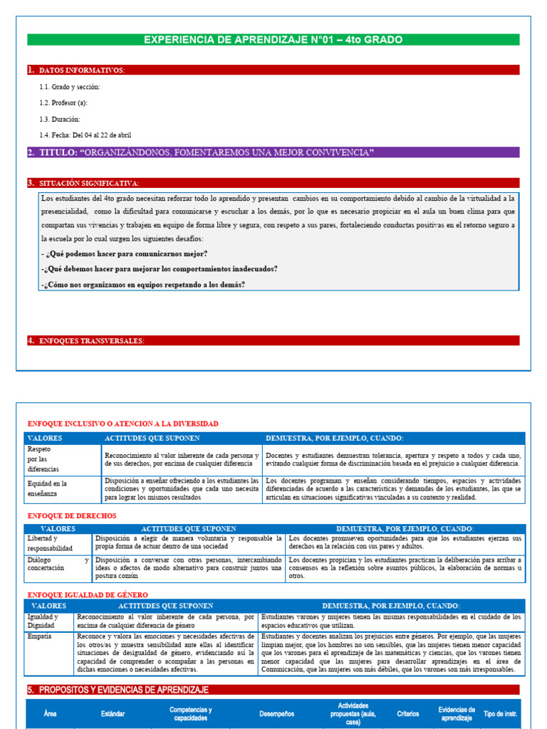 4° Grado Exp. de Aprendizaje N°01 | Descargar gratis PDF | Números | Geometría