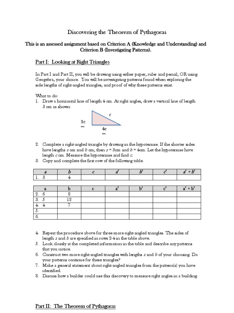 Pythagoras Project Outline | PDF | Triangle | Logic