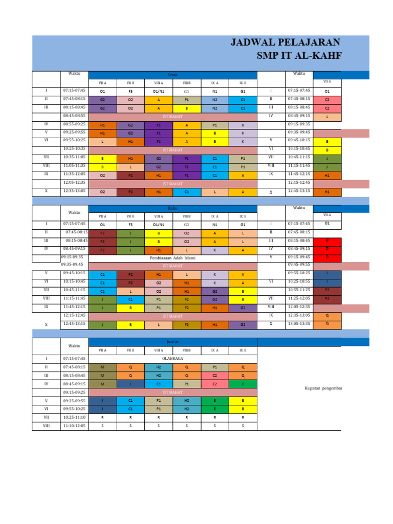 Jadwal Pelajaran 2024 Fix | PDF