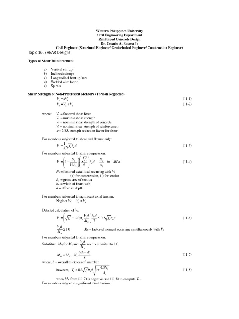 Module 16. Shear Designs With Exercise Hybrid Modular | PDF | Beam ...