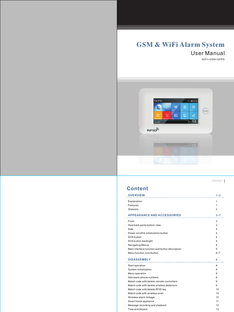 GSM & Wifi Alarm System: User Manual | PDF | Wireless | Synchronization