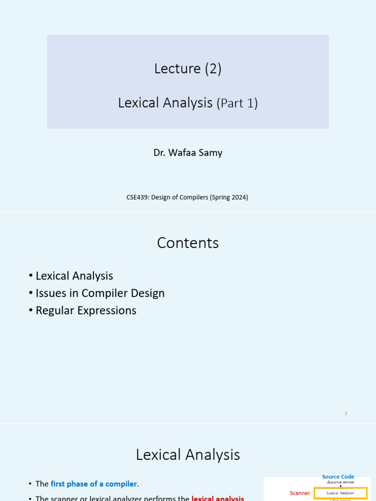2-Lexical Analysis Part1 | PDF | Regular Expression | Computer Programming