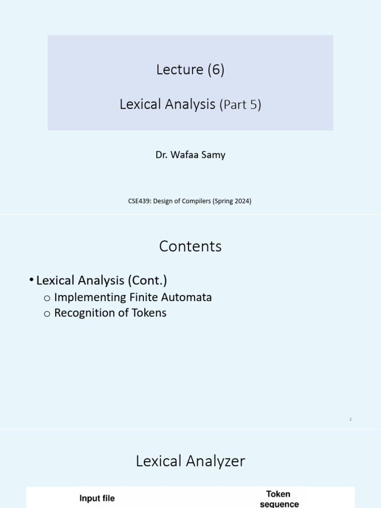 6-Lexical Analysis Part5 | PDF | Reserved Word | Grammar