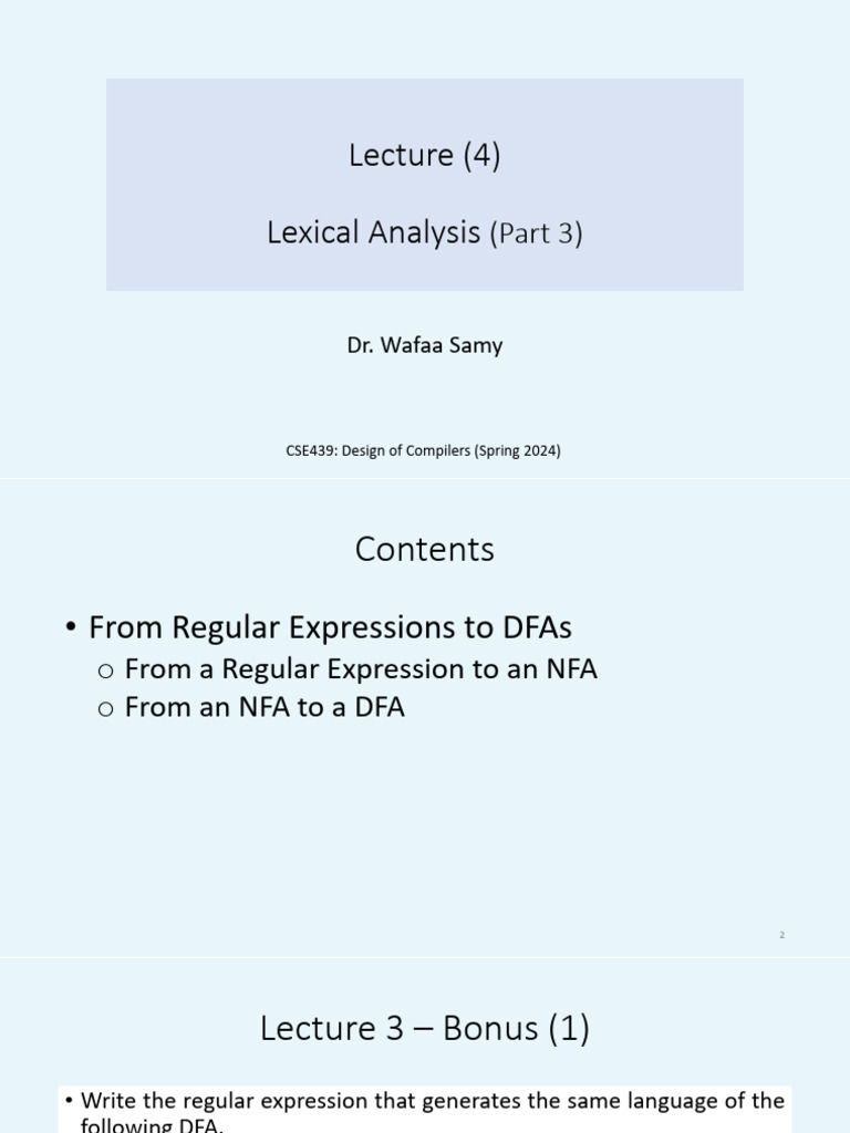 4-Lexical Analysis Part3 | PDF | Computer Science | Algorithms