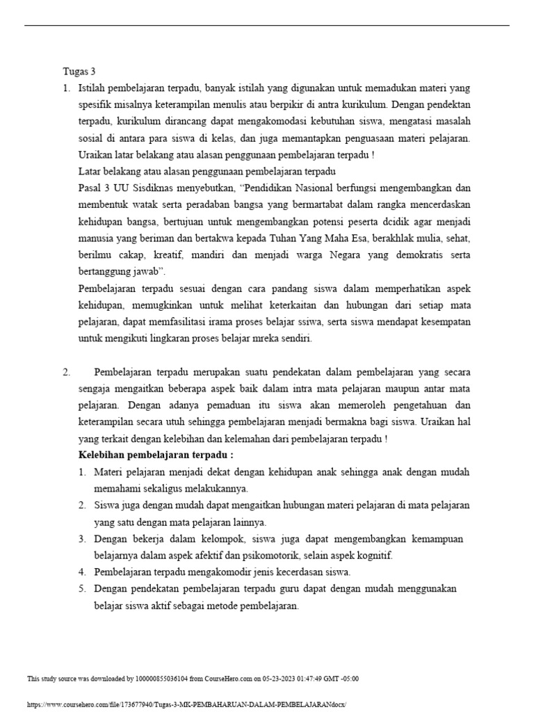 Tugas 3 MK PEMBAHARUAN DALAM PEMBELAJARAN | PDF