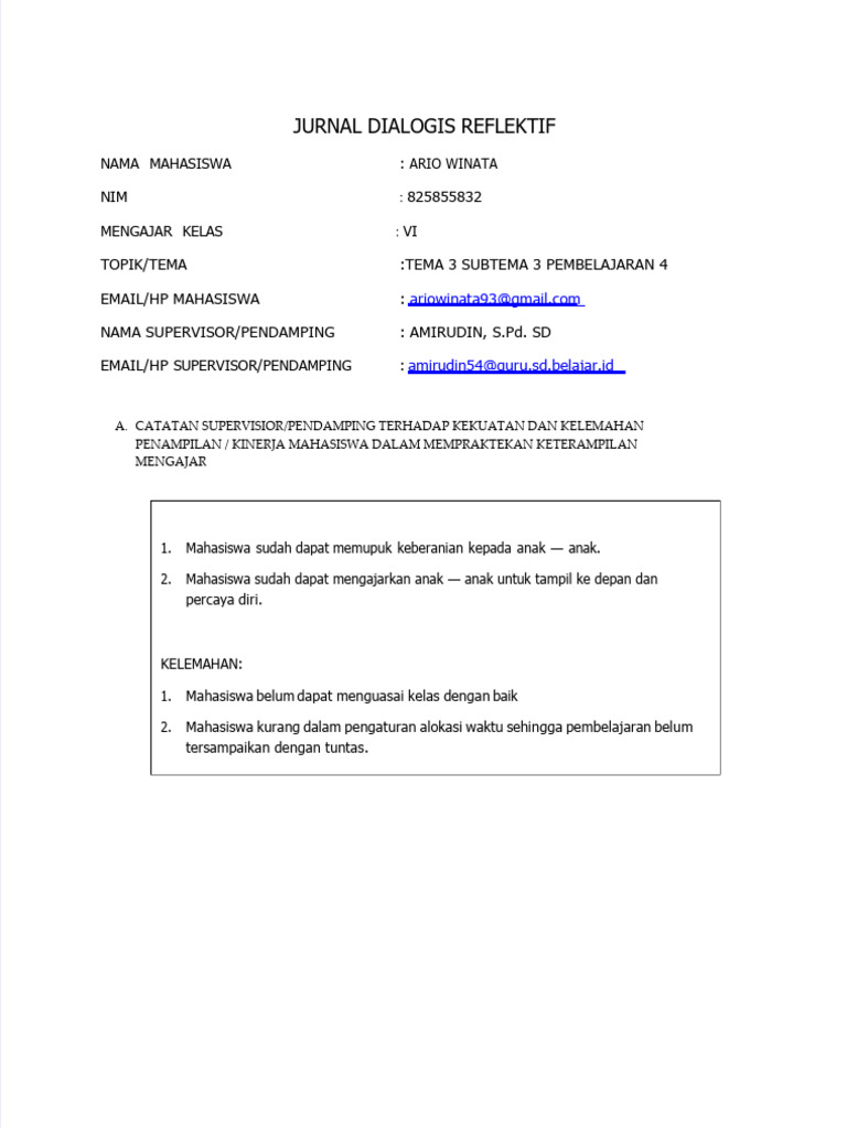 jurnal-dialogis-reflektif-TUGAS 1 | PDF | Karier & Perkembangan | Seni & Disiplin Bahasa