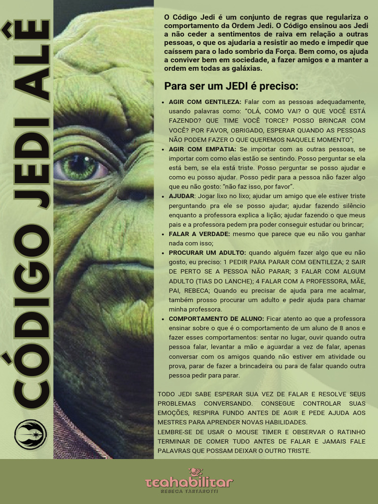 Recurso para Regras e Combinados Personalizado Star Wars | PDF | Jedi | Sith