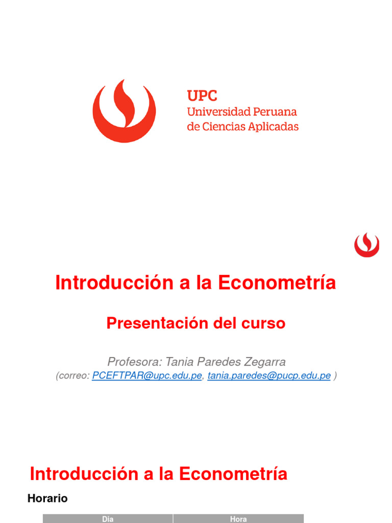 Clase 1 - IE - UPC - EF63 | PDF | Econometría | Estadísticas