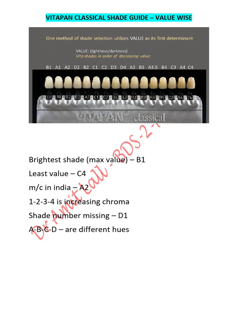 Vitapan Classical Shade Guide Overview | PDF