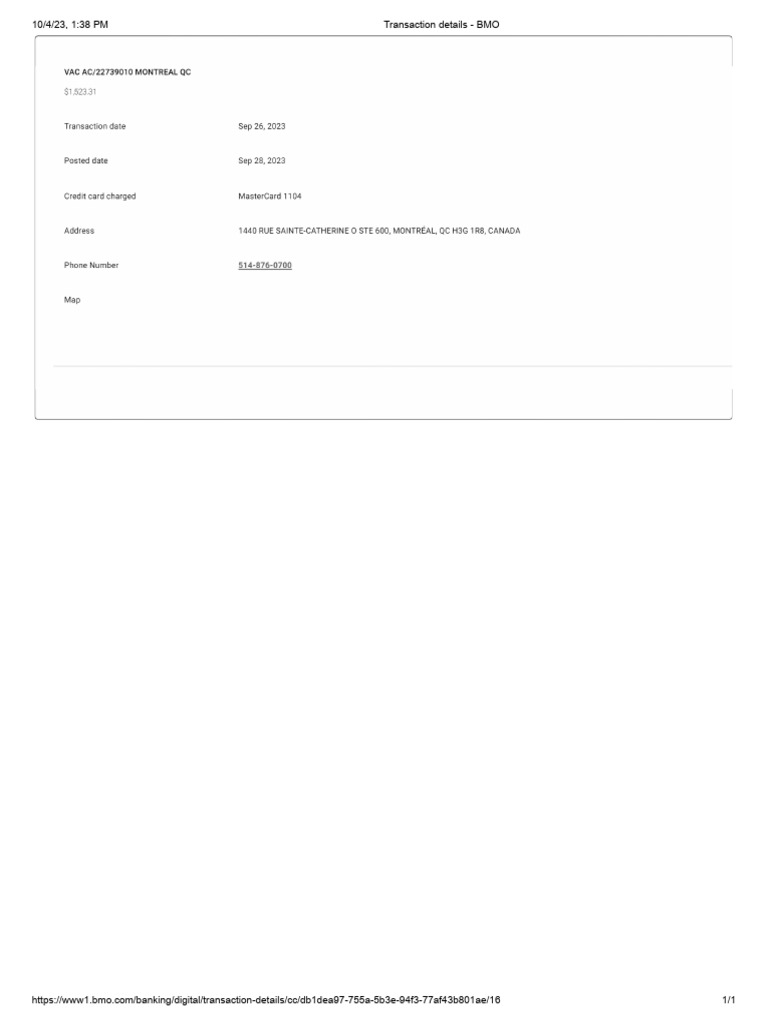 Transaction Details - BMO | PDF