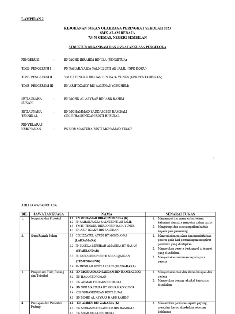 Ajk Kejohanan Olahraga 2023 | PDF