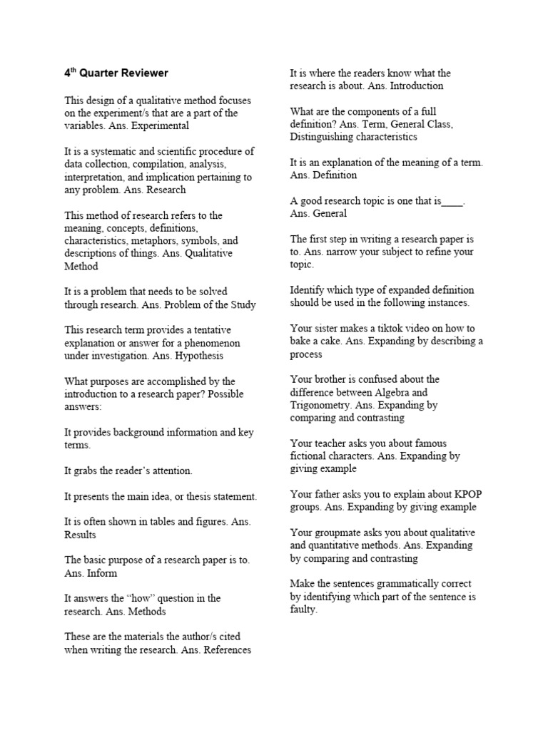 English Grade-10 4th-Quarter-Reviewer | PDF | Experiment | Epistemology ...