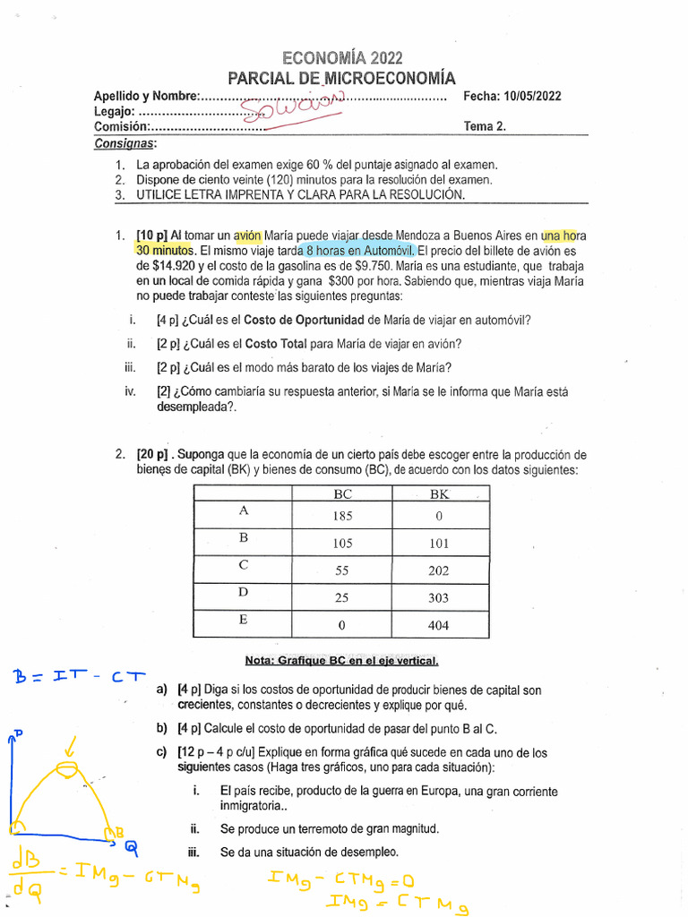 Solución Parcial Micro 2022 - Tema 2 | PDF