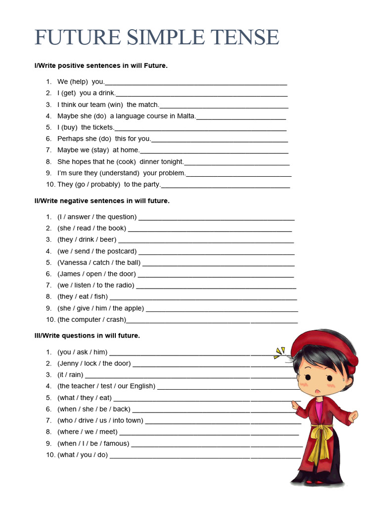 Future Simple Tense Exercises | PDF | Language Families | Linguistic Typology