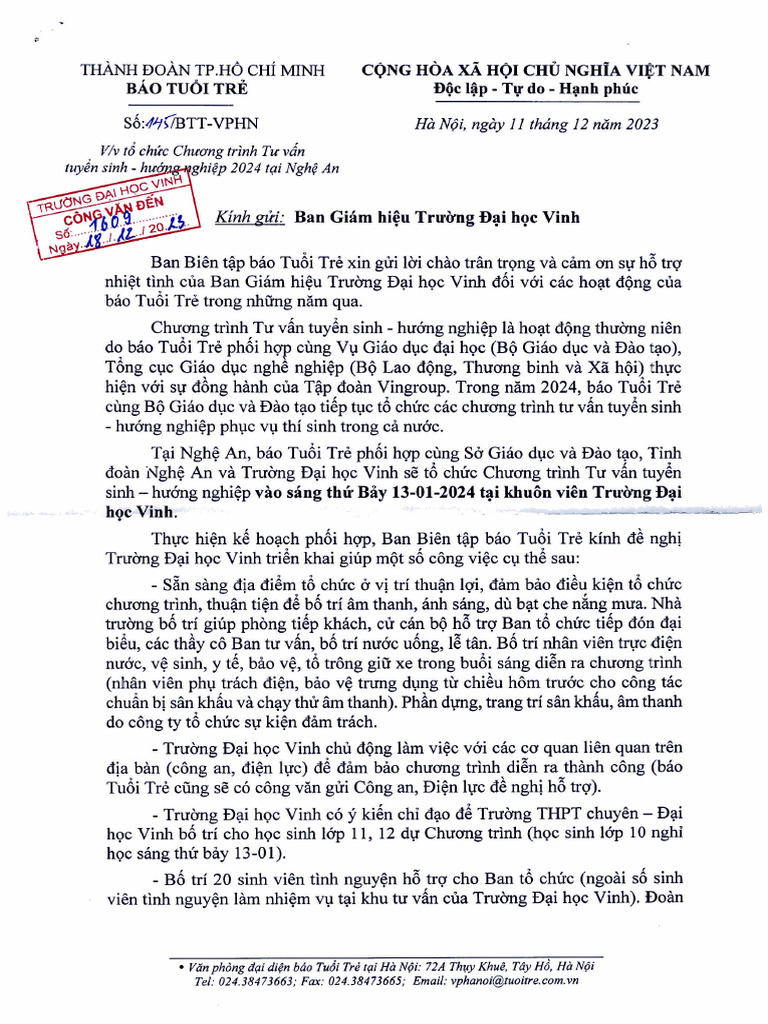 CV Trien Khai Báo Tuoi Tre 2023 | PDF