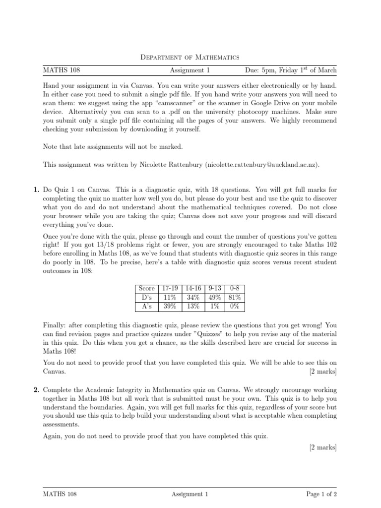 Ass1 S1 2024 | PDF | Mathematics | Quiz