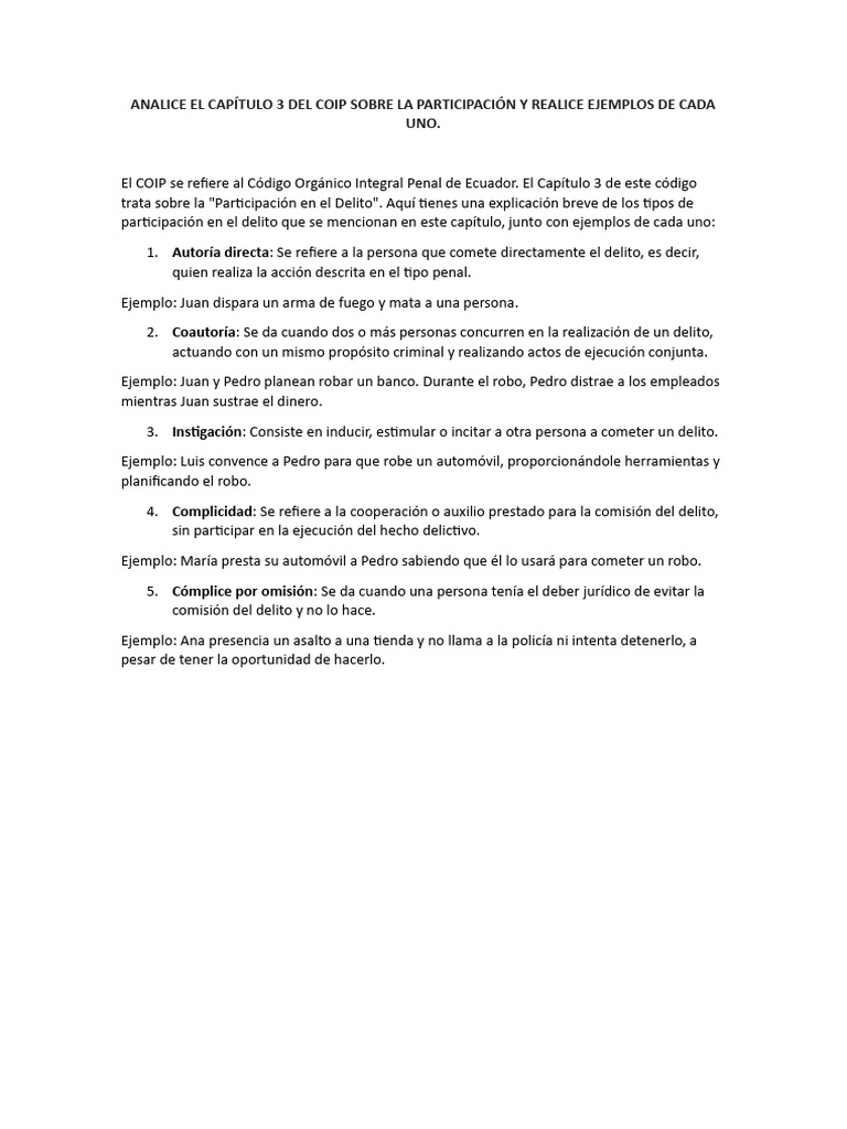 Analice El Capítulo 3 Del Coip Sobre La Participación y Realice ...