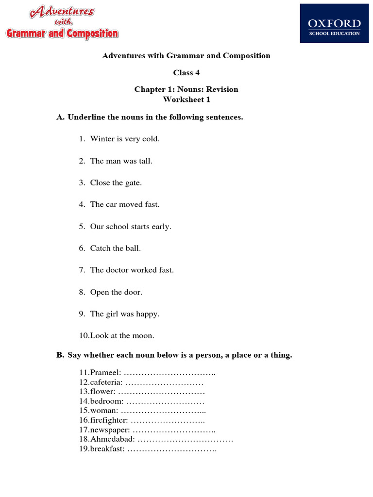 Chapter 1 Nouns Revision | PDF