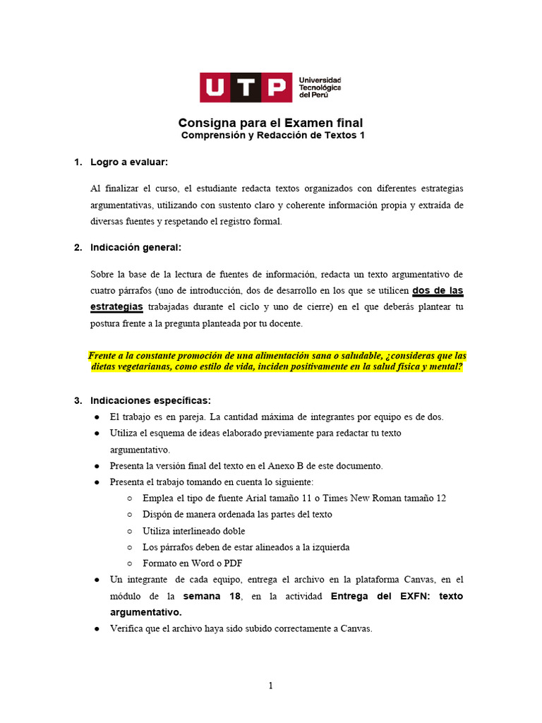 GC N01I EXFNConsigna 22C2A | PDF | Dieta | Veganismo