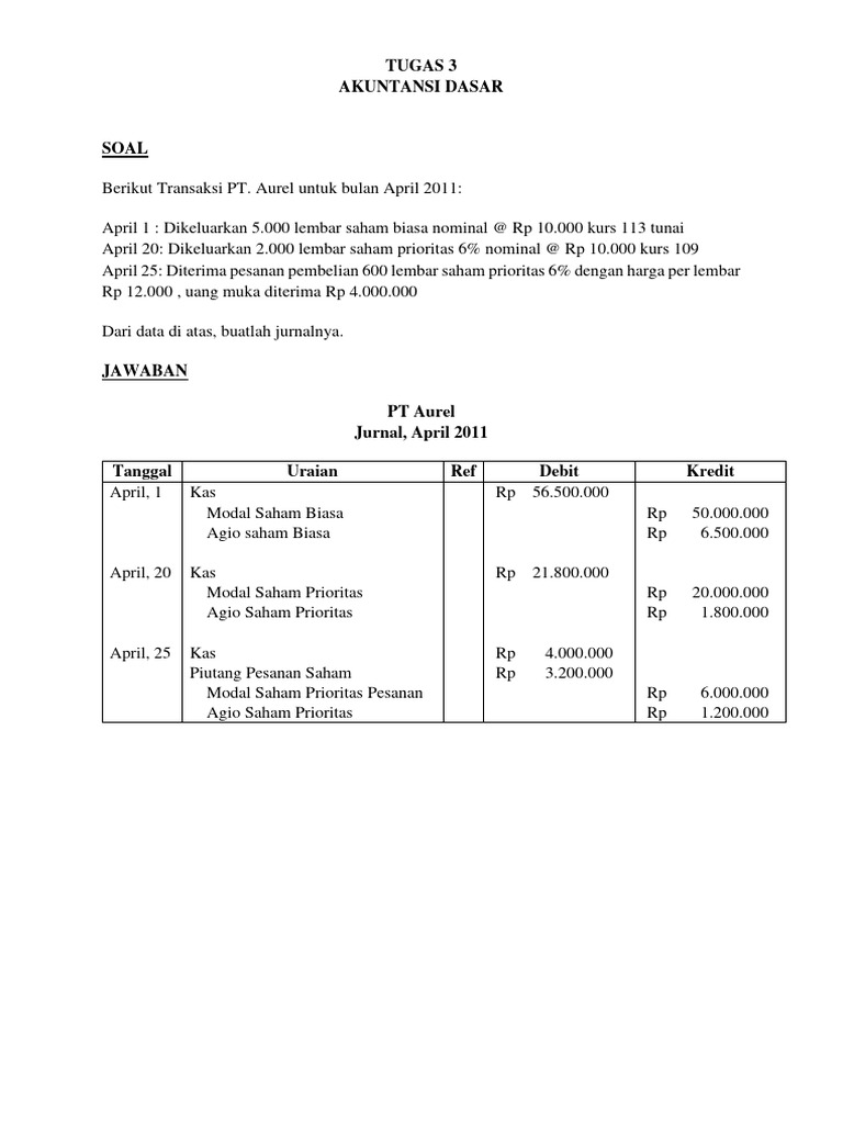 Tugas 3-Akuntansi Dasar | PDF