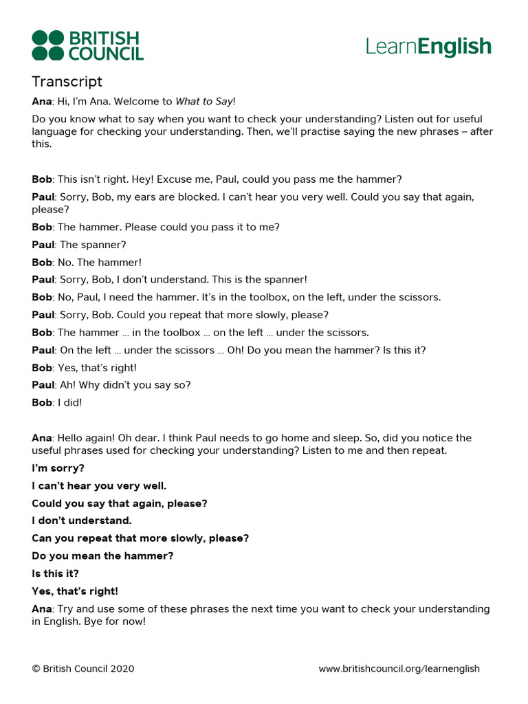 LearnEnglish-Speaking-A1-Checking-understanding-3 | PDF