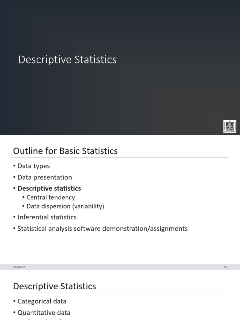Week 8 - Descriptive statistics | PDF