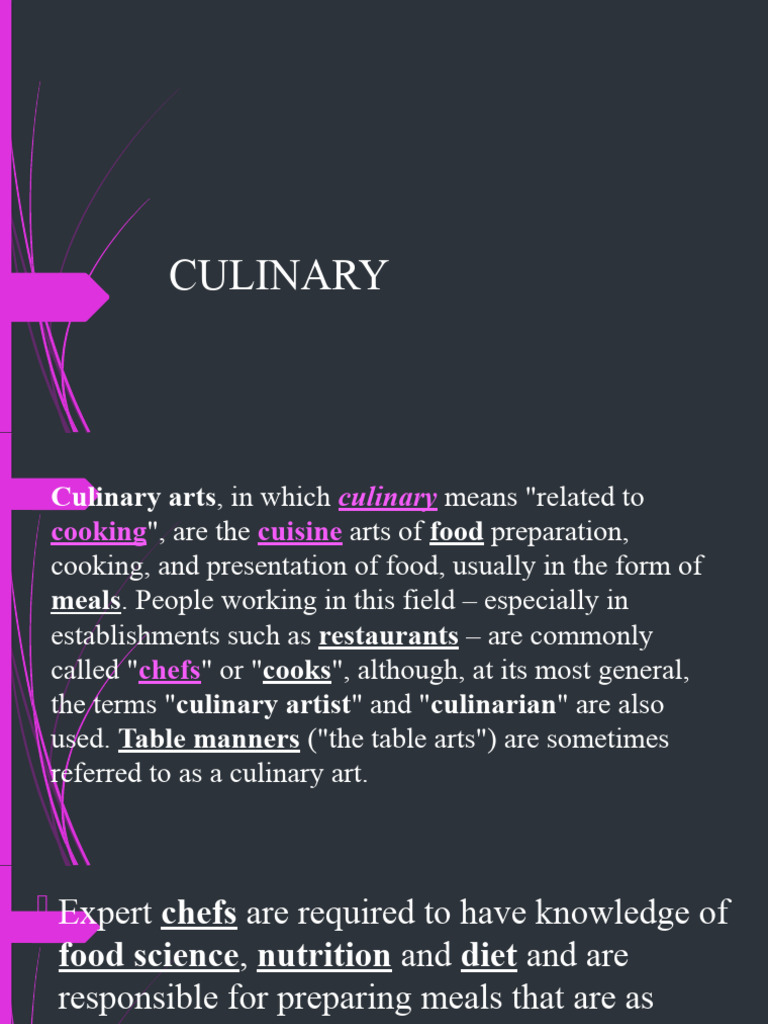 Culinary | PDF | Culinary Arts | Home Economics