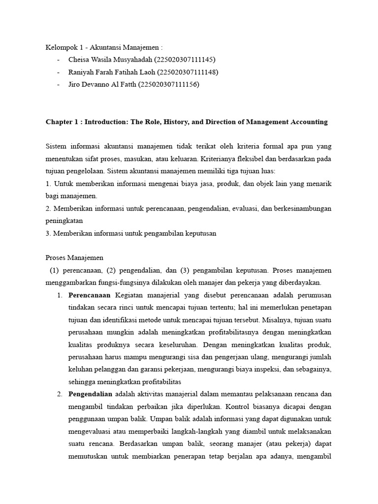 Ringkasan Materi CH 1-3 - Kelompok 1 | PDF