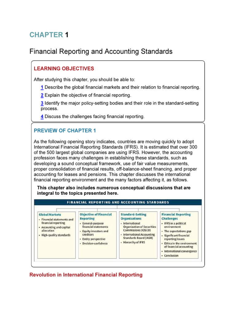 1 Financial Reporting and Accounting Standards: Learning Objectives | PDF | International ...