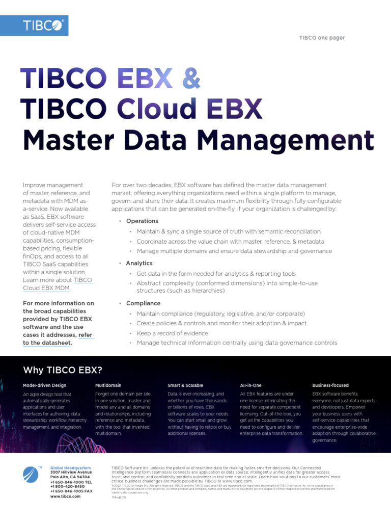 TIBCO EBX: Master Data Management Overview | PDF | Cloud Computing ...