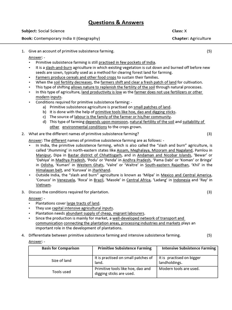 Class X - Geography - Lesson 4 - Agriculture | PDF | Agriculture | Food ...