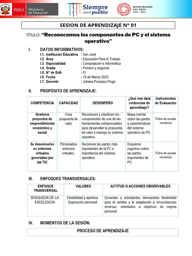Sesion 01 | PDF | Aprendizaje | Maestros