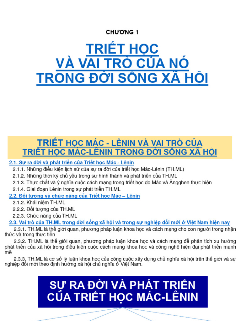 03CHƯƠNG 1 - - - TRIẾT HỌC MÁC - LÊNIN VÀ VAI TRÒ CỦA NÓ TRONG ĐỜI SỐNG XÃ HỘI | PDF