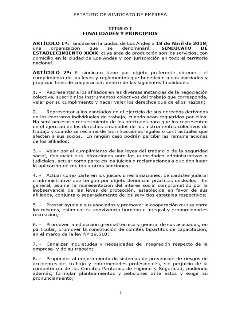 Modelo Sindicato Empresa Modificado Reforma | PDF | Presupuesto | Sindicato