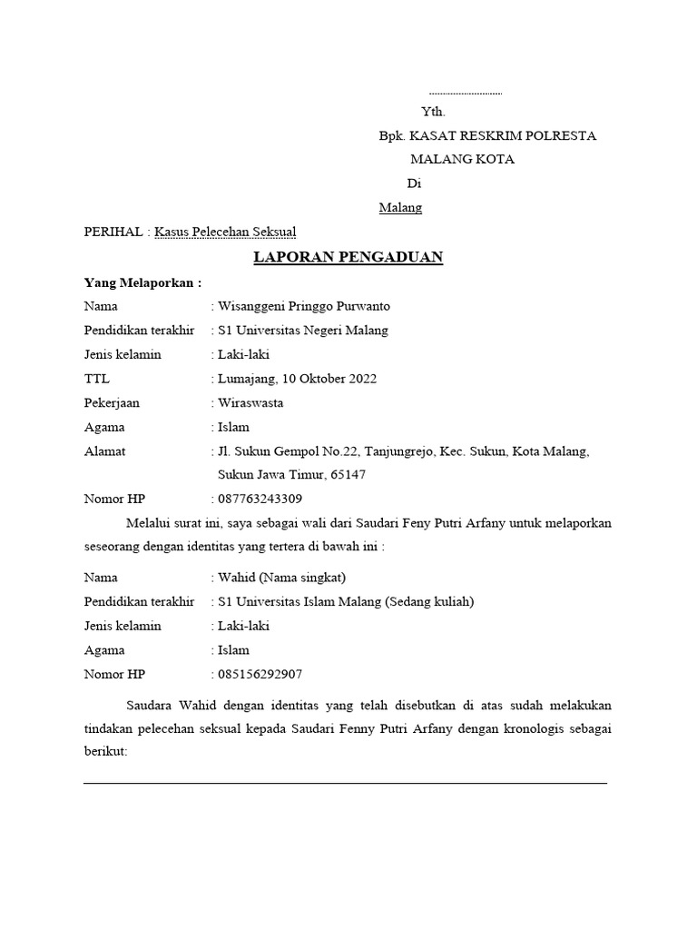 Surat Pengaduan | PDF