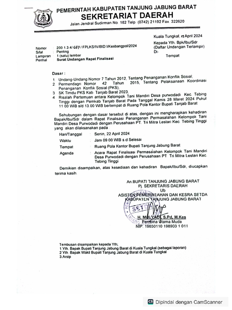 Undangan Finalisasi KT - Mandiri Dengan PT - TML | PDF