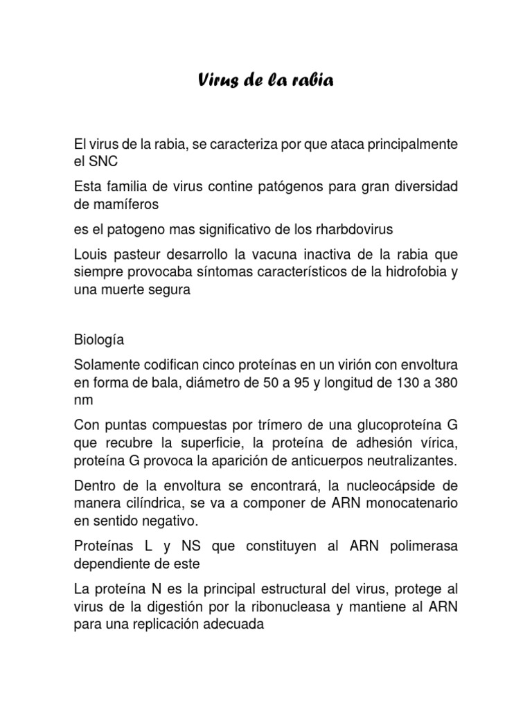 Virus de La Rabia | PDF | Rabia | Virus