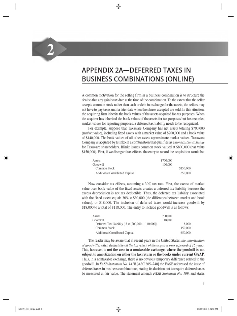 Appendix 2A-Deferred Taxes in Business Combinations (Online) | Download ...