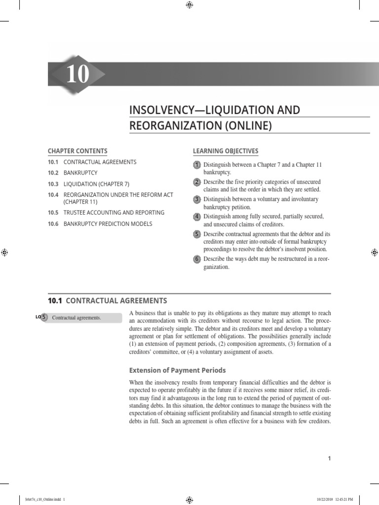 Bankruptcy: Liquidation vs. Reorganization | PDF | Bankruptcy | Chapter 11