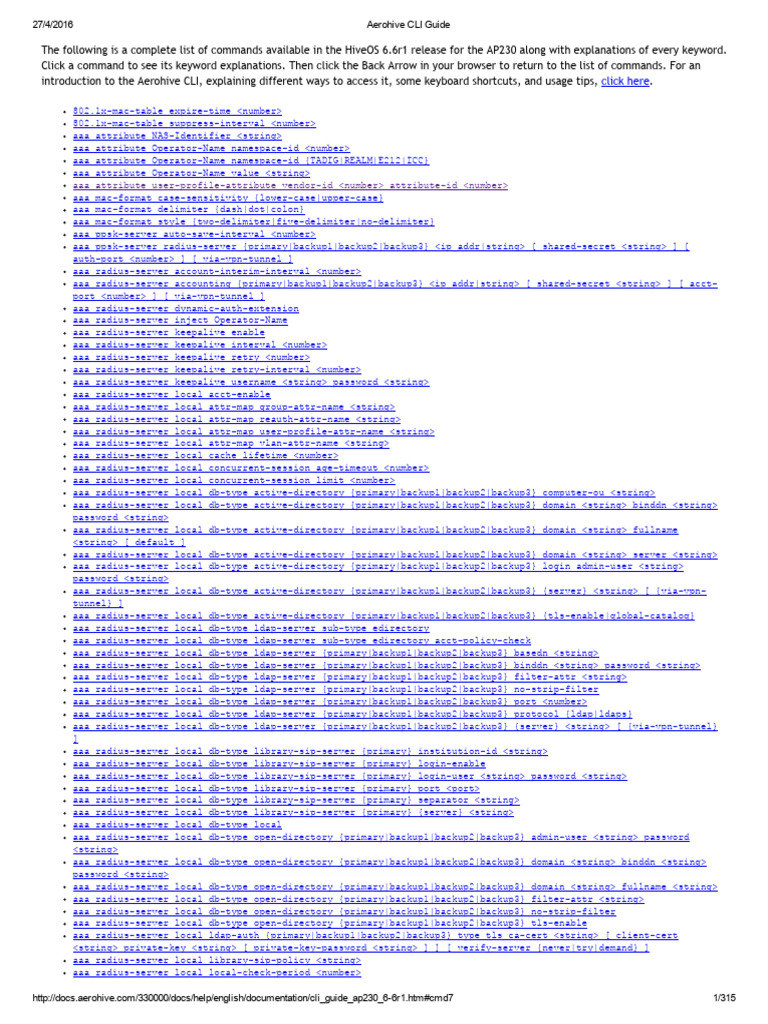 OTROS - Aerohive CLI Guide | PDF | Proxy Server | Virtual Private Network
